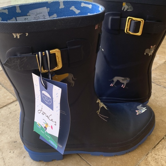 Joules | Shoes | Joules Mid Height Rain Boots With Dogs Nwt | Poshmark